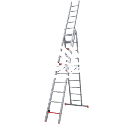 ÉCHELLE ALUMINIUM TRANSFORMABLE TRIPLE 12 MARCHES CASALINE - QGI